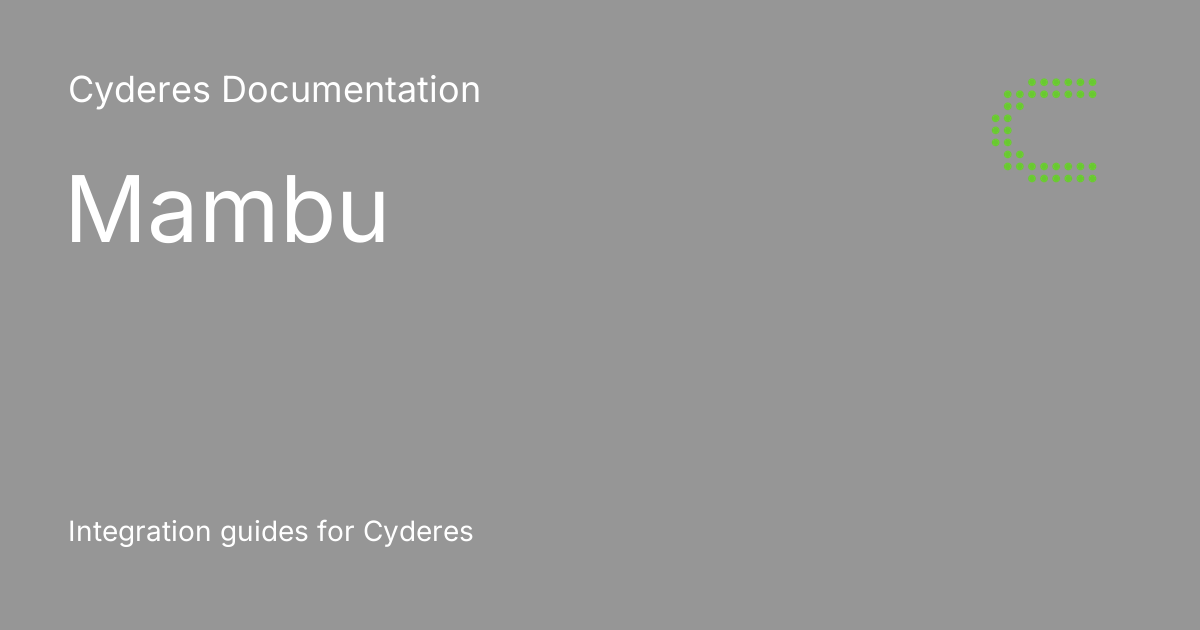 Mambu - Cyderes Documentation