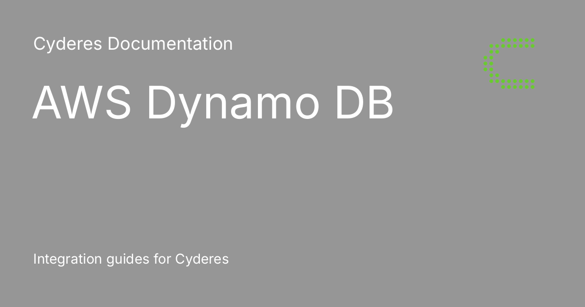 Aws Dynamo Db Cyderes Documentation