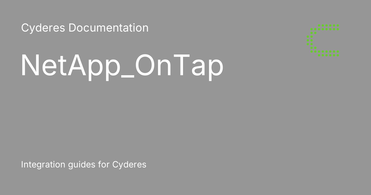 NetApp_OnTap - Cyderes Documentation